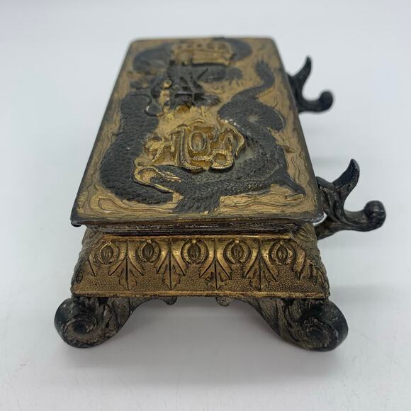 Unknown | Accents | Antique Japanese Brass Dragon Inkwell With White ...